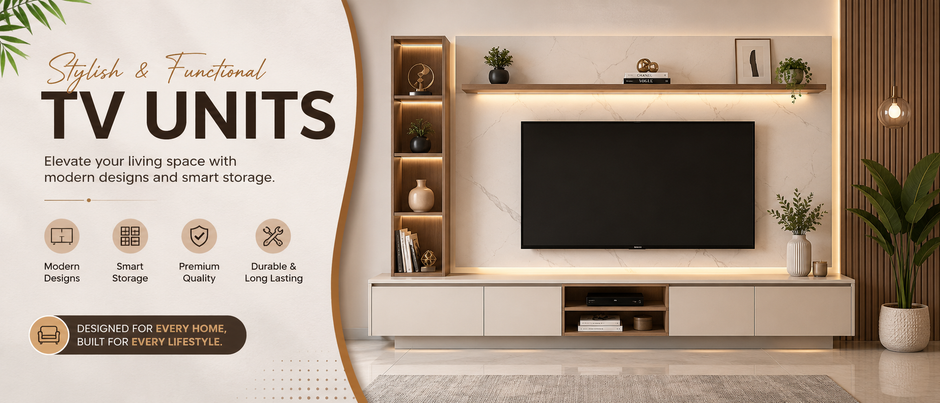 TV Units Online in India | Modern Wooden TV Cabinets & Entertainment ...